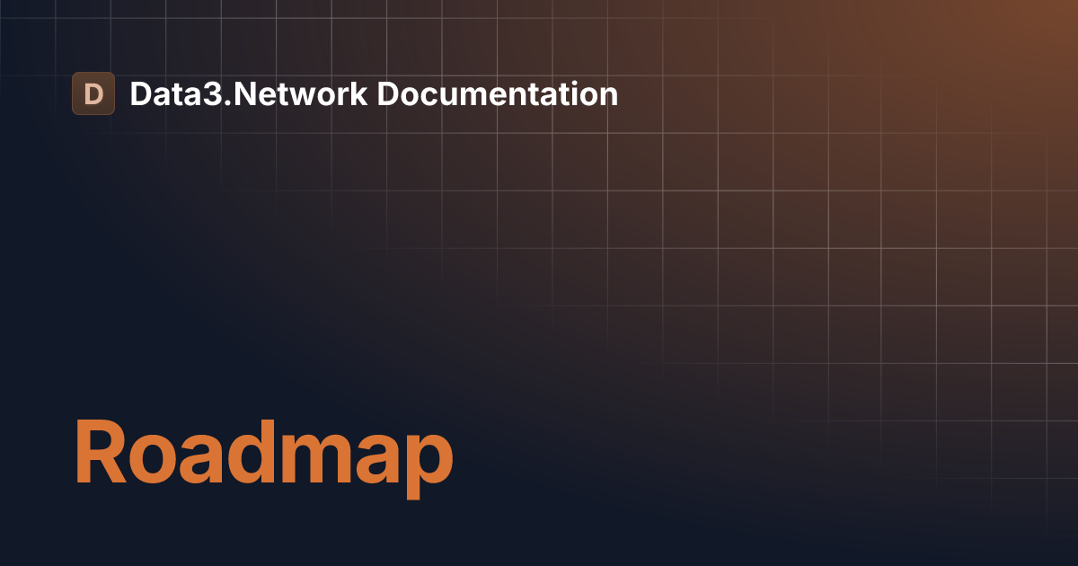 Roadmap | Data3.Network Documentation